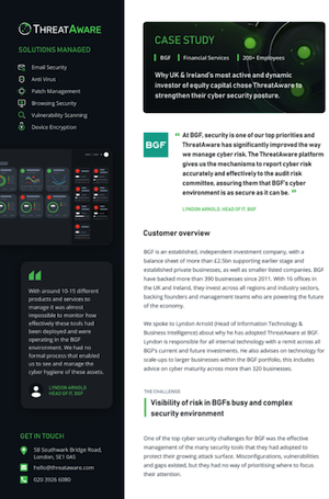 Case study: ThreatAware and BGF